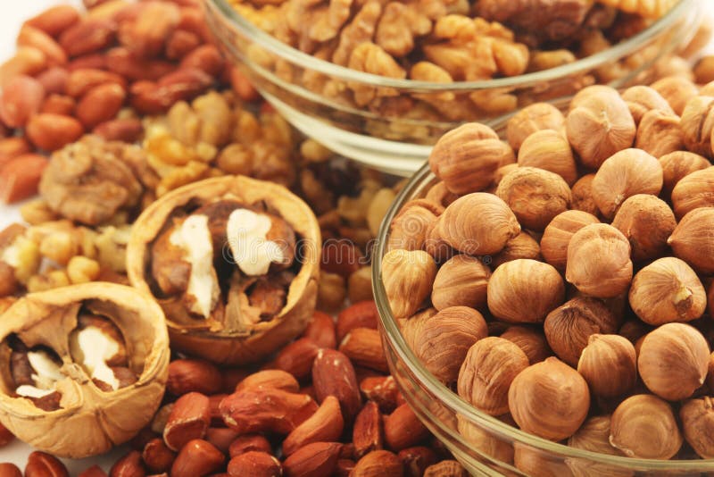 Different Nuts in Glass Cups Stock Illustration - Illustration of ...