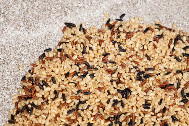 Mix of White, Red and Black Rice, Top View, Close Up Stock Image ...