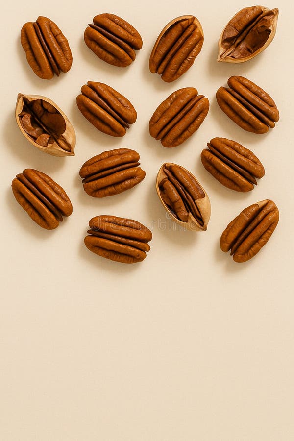 Pecans in Shell and Shelled on Beige Background – AI Generated Stock ...