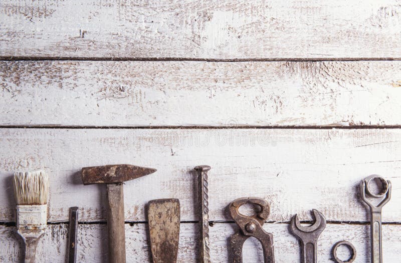 Mix of work tools stock image. Image of craft, overhead - 50302971