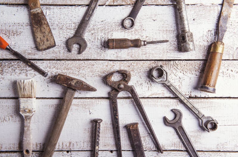 Mix of work tools stock image. Image of craft, overhead - 50302971