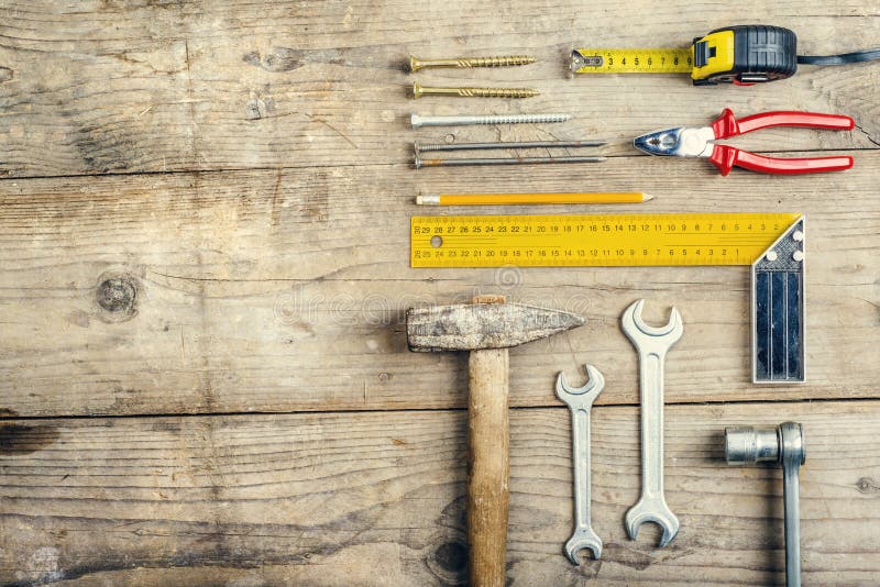 Mix of work tools stock image. Image of craft, overhead - 50302971