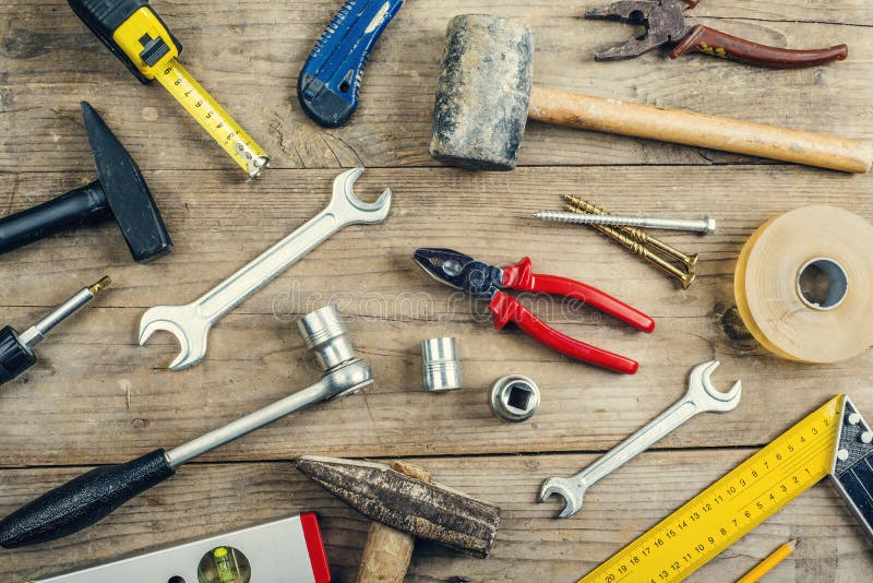 Mix of work tools stock image. Image of antique, tools - 50302971