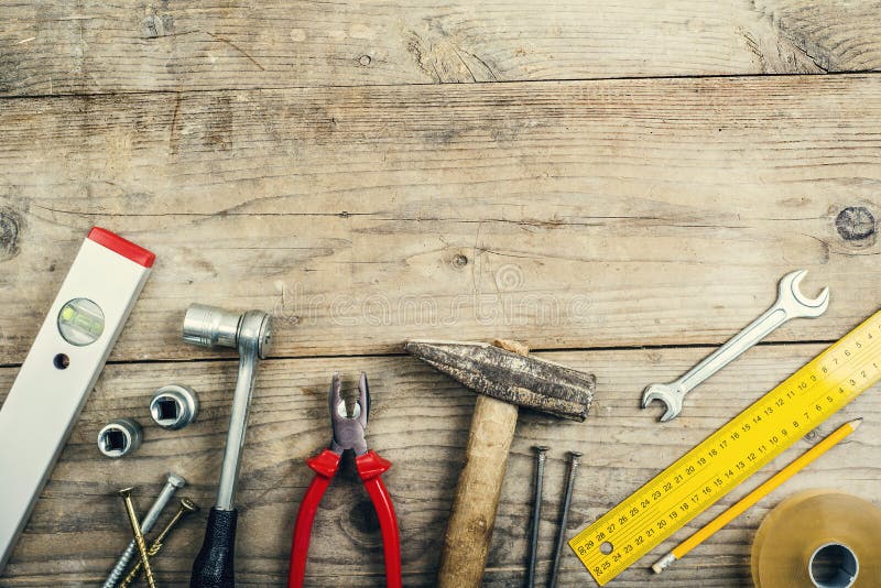 Mix of work tools stock image. Image of craft, overhead - 50302971