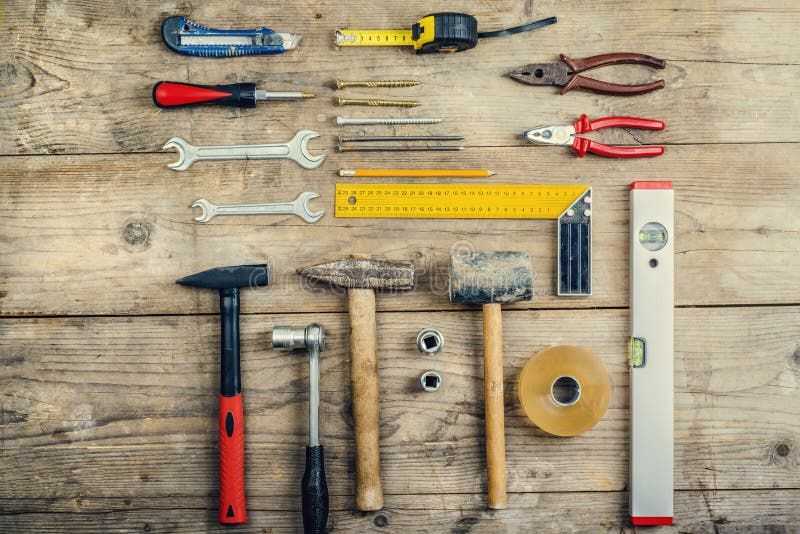 Mix of work tools stock image. Image of craft, overhead - 50302971