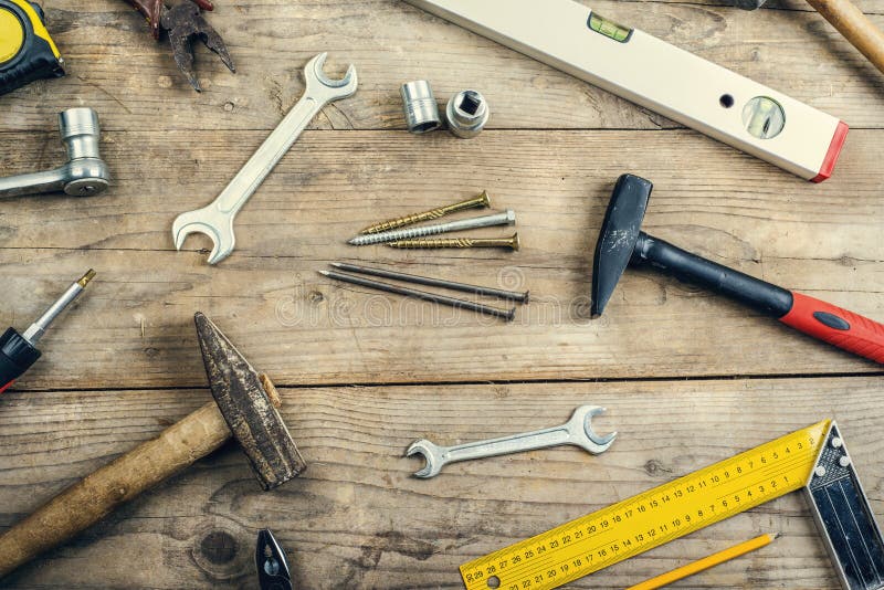Mix of work tools stock image. Image of craft, overhead - 50302971