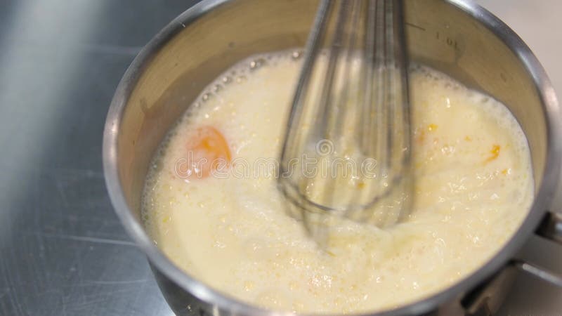 Mix the Yolks with Milk Macro Mixing Milk with Egg, Slow Motion ...