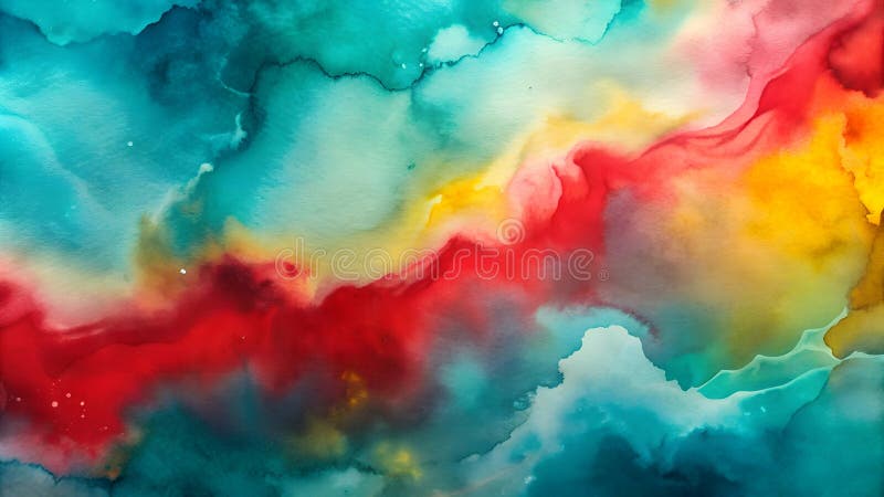 Mixed Abstract Watercolor Paint Background in Teal Color Stock ...
