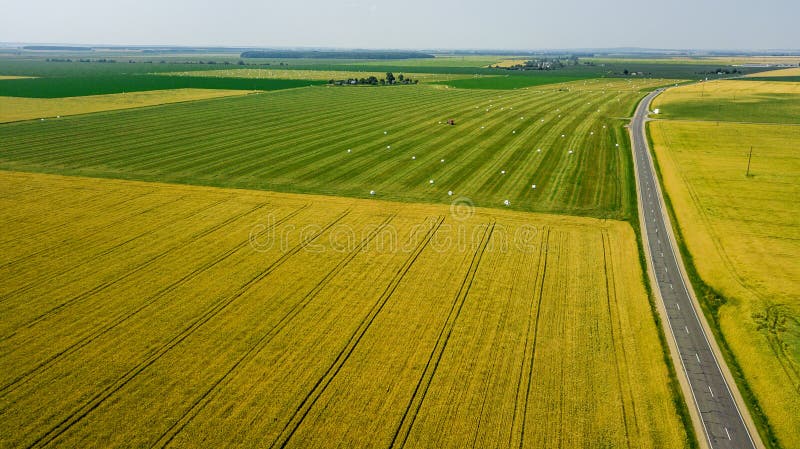 Mixed Agricultural Fields Top View Aerial Photography Stock Photo ...