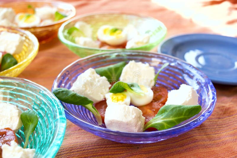 Mixed Appetiser with Cheese and Eggs Stock Photo - Image of bowl ...
