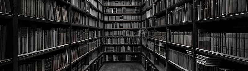 A Mixed Array of Monotone Books Line the Narrow Shelves, Their Spines a ...