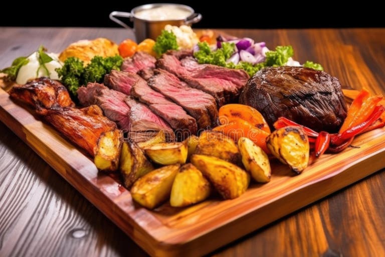 Mixed Asado Grill Presented on a Rectangular Board Stock Photo - Image ...