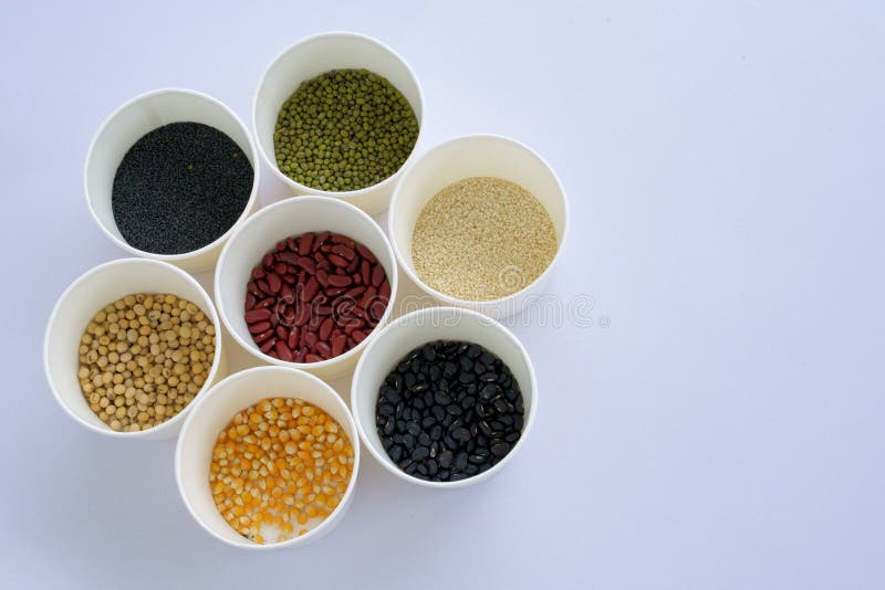 Mixed Beans in a White Container on a White Background Stock Photo ...