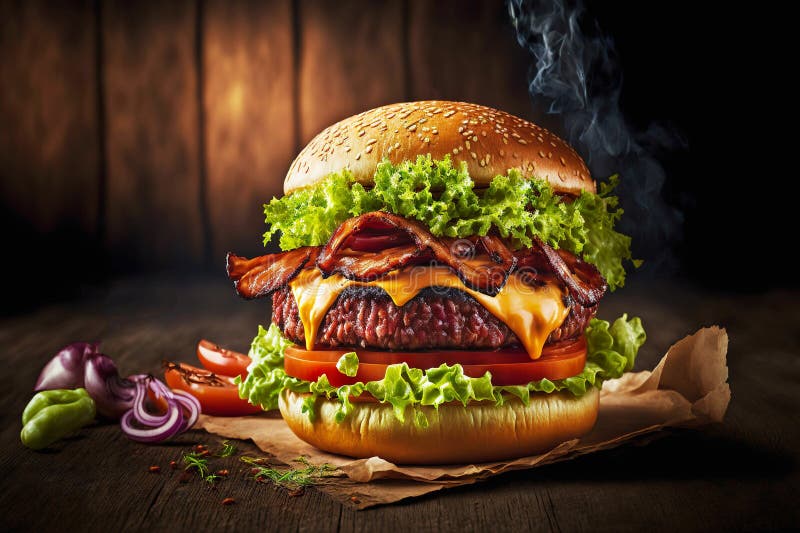 Mixed Beef and Roasted Bacon Filling in Hearty Hot Burger Stock ...