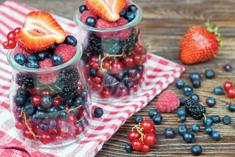 Mixed Berries in in a Glass Jar Stock Image - Image of healthy, juicy ...