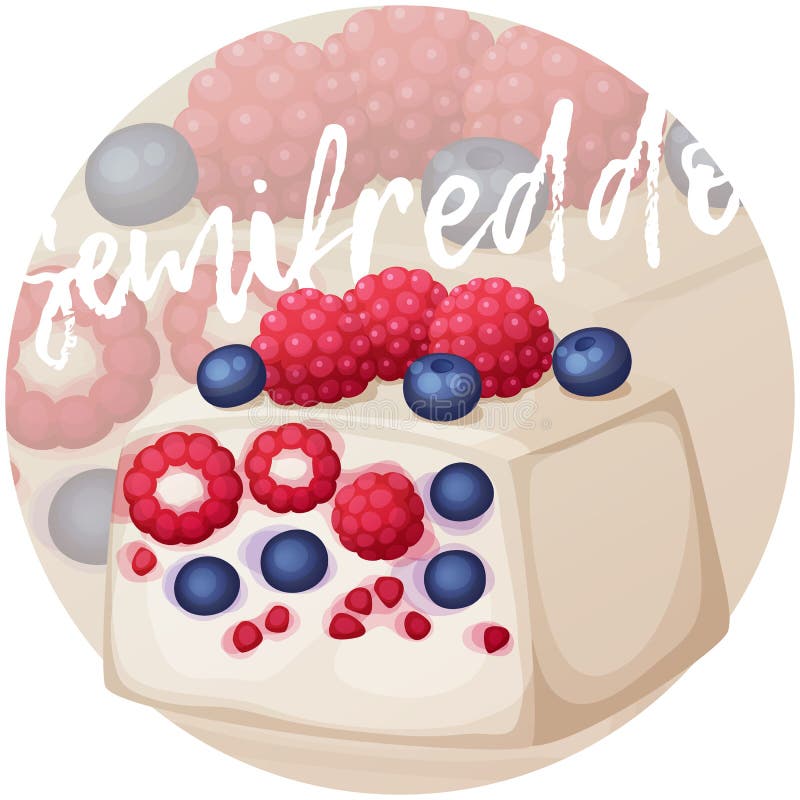 Mixed Berries Semifreddo Icon. Cartoon Vector Illustration on Gradient ...