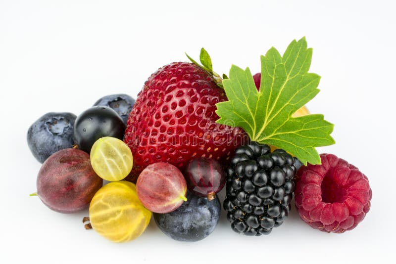 Mixed Berries on a White Background by Close Up. Stock Image - Image of ...