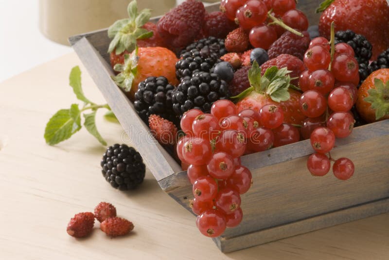 Mixed Berries in a Wooden Basket. Stock Photo - Image of vegetarian ...