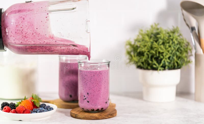 Mixed Berry Boba Smoothie stock image. Image of appliance - 259105679