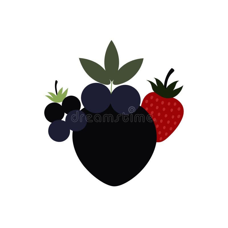 Mixed Berry Fruit Cluster with Strawberry Icon Stock Vector ...