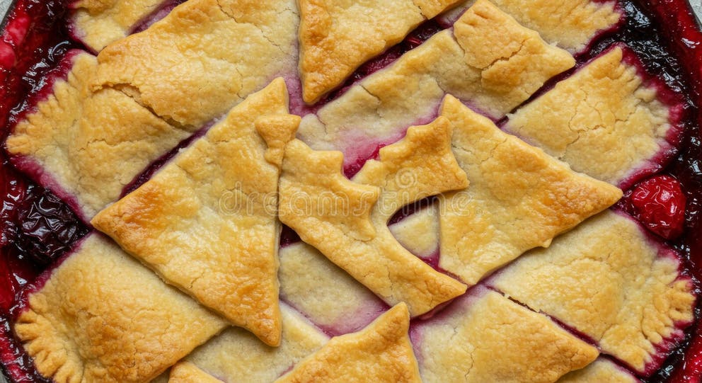 Mixed Berry Lattice-Top Pie: Overhead View of a Rustic Dessert Stock ...
