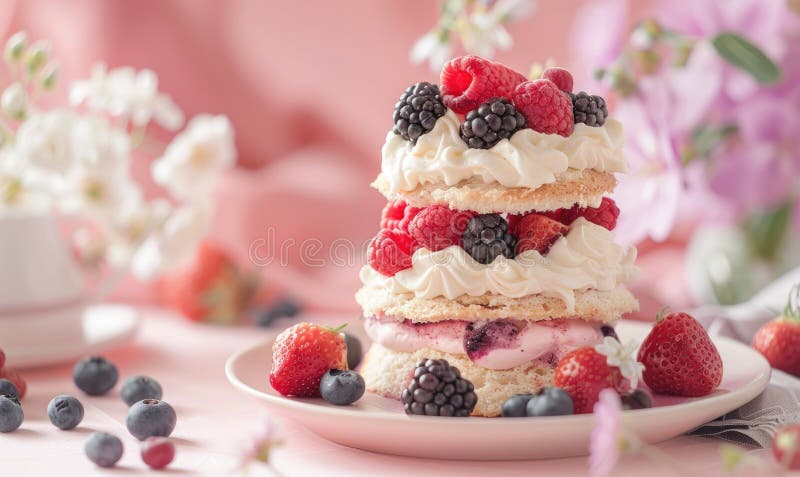 Mixed Berry Shortcake Pastel Pink Backdrop Stock Photos - Free ...