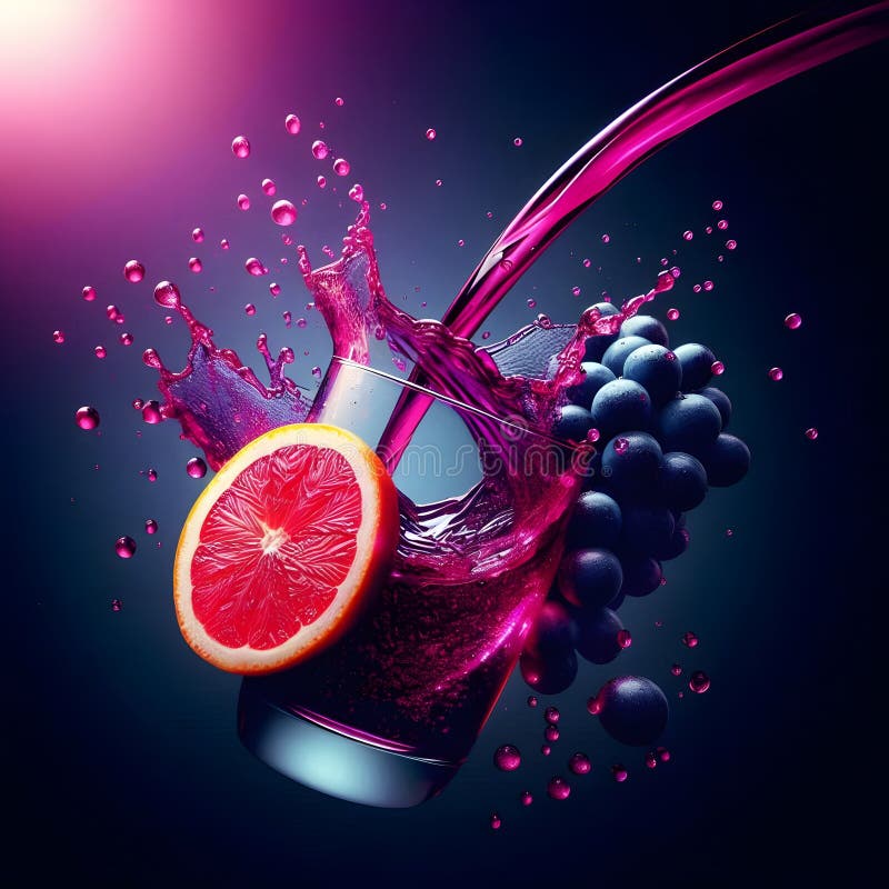Mixed Berry Wine Pour with Dynamic Splash and Purple Galaxy Motion ...