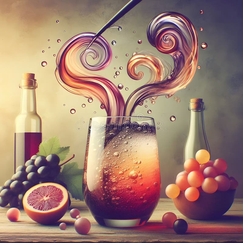 Mixed Berry Wine Pour with Fresh Fruit and Crystal Glass Elements Stock ...