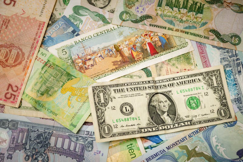 Mixed Bills from Around the World with the Dollar Bill in a Prominent ...