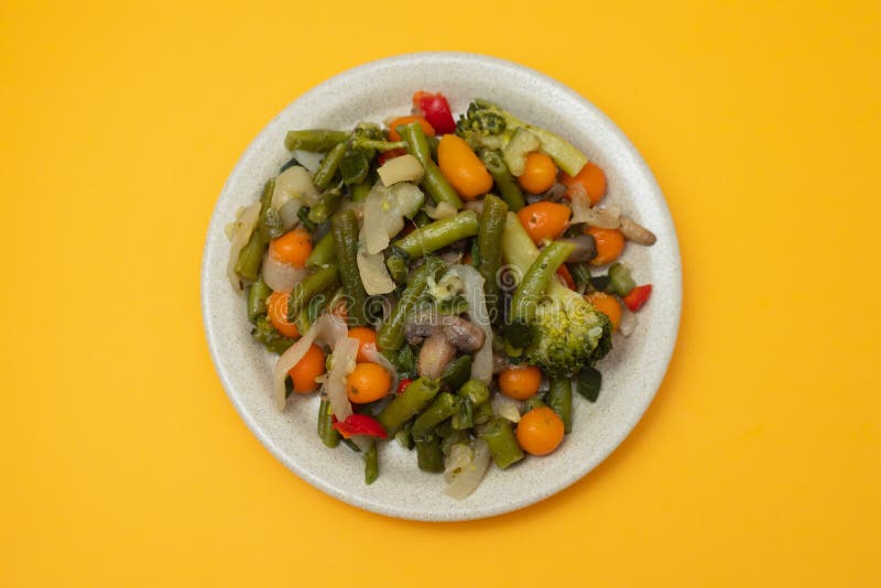 Mixed Boiled Vegetables on Light Brown Dish Stock Photo - Image of ...