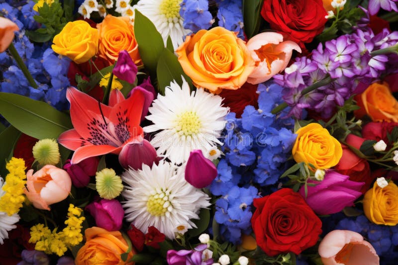 A Mixed Bouquet of National Flowers from Multiple Countries Stock ...