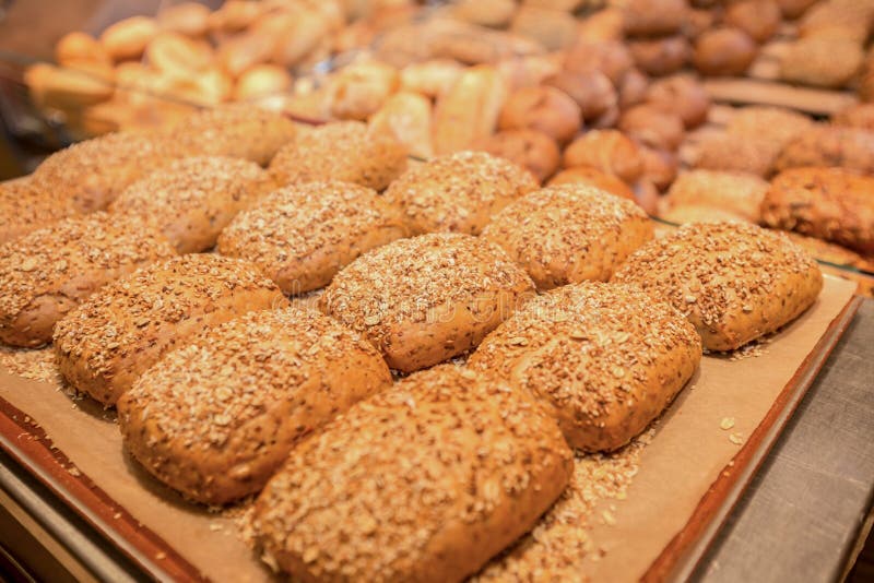 Mixed buns in a bakery stock image. Image of multi, close - 80333315