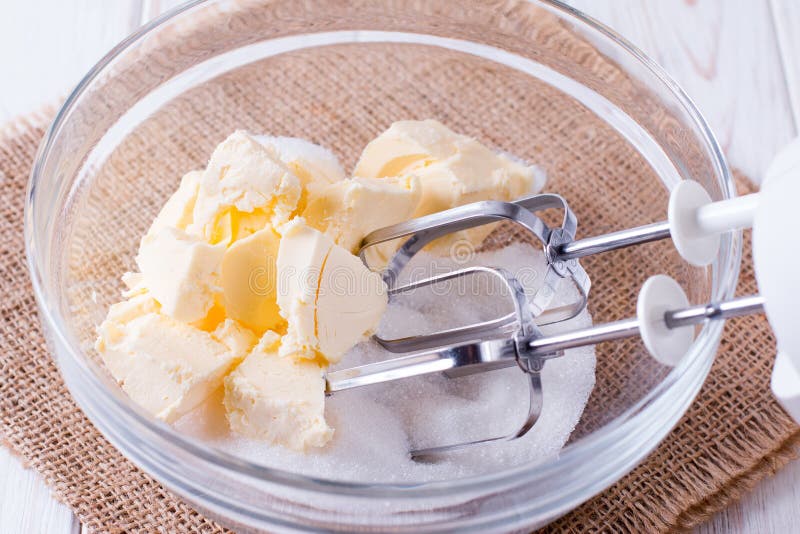 Mixing Butter and Sugar in Bowl with Mixing Machine Stock Photo - Image ...