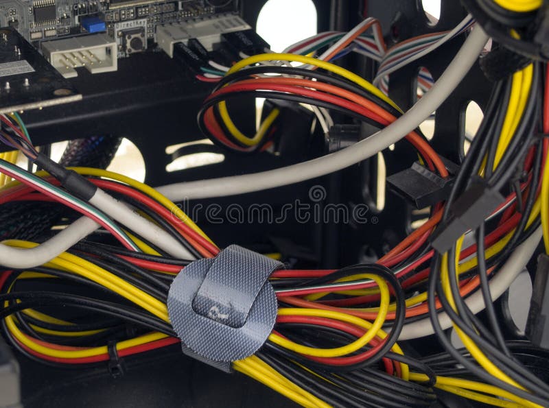 Mixed cable in computer stock image. Image of internet - 95363187