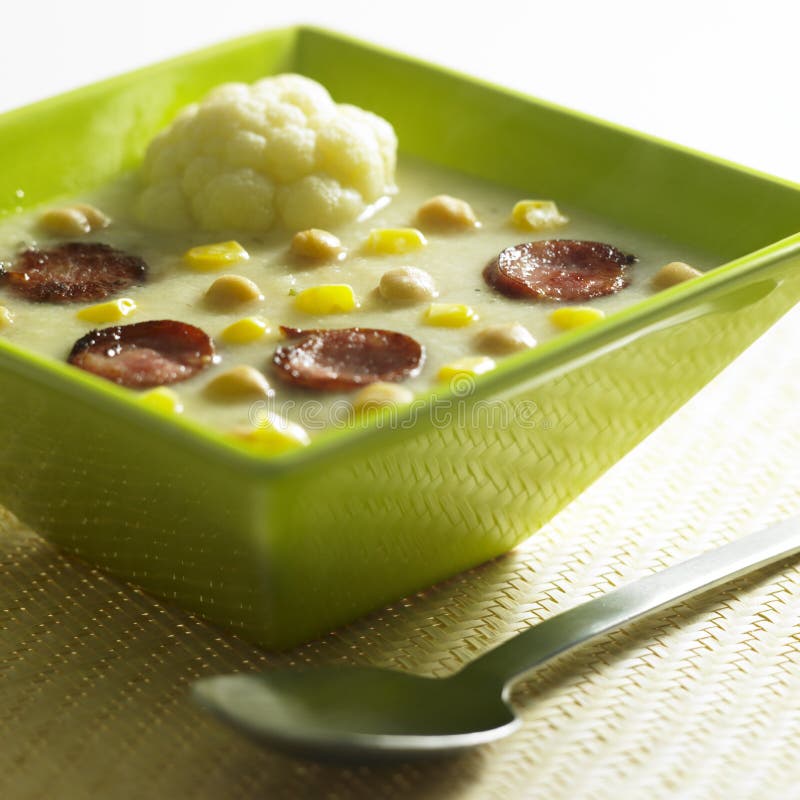 Mixed cauliflower soup stock image. Image of interiors - 10509763