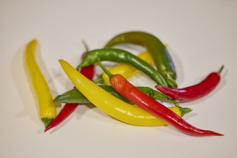 Mixed Chili Peppers in Three Colors Stock Image - Image of plant ...