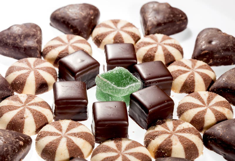Mixed chocolates. stock image. Image of fries, candies - 141198683