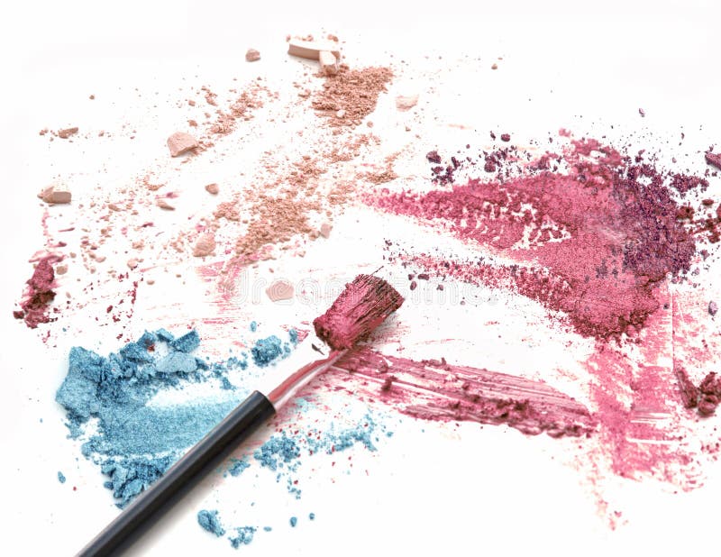 Mixed Color Glitter Eye Shadow, Make Up Powder and Blush. Stock Photo ...