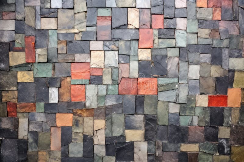 Mixed Color Slate Tiles Forming a Mosaic Pattern Stock Photo - Image of ...