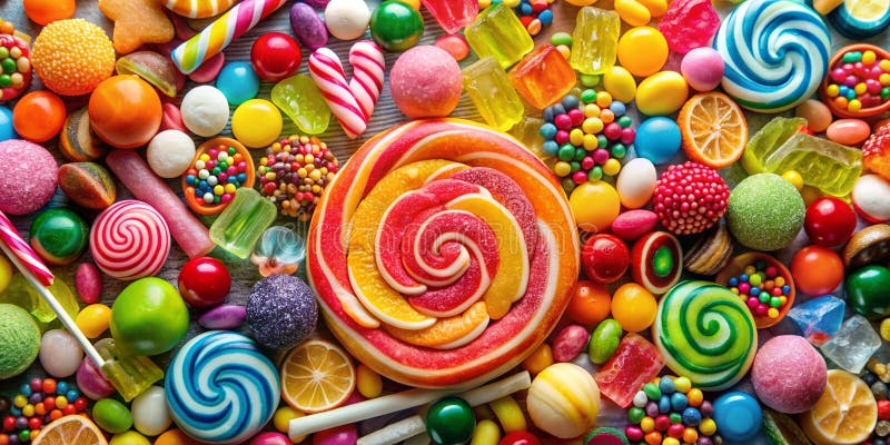 Mixed Colorful Sweets and Assorted Candy Background AI-Created Content ...