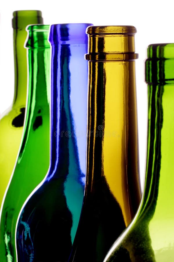 Fine color glass bottles stock image. Image of green - 20068903