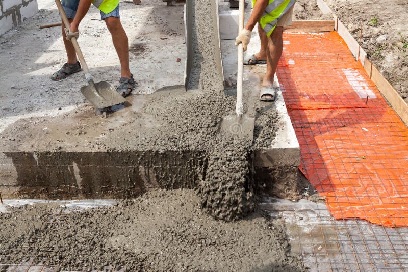Mixed Concrete Pouring at Construction Site. Stock Photo - Image of ...