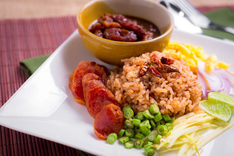 Mixed Cooked Rice with Shrimp Paste (Khao Clook Ka Pi), Thai Pop Stock ...