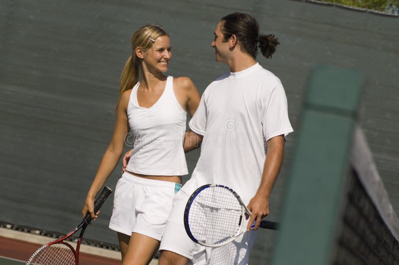 Mixed Doubles Pickleball Action - Forehand for the Point Stock Photo ...