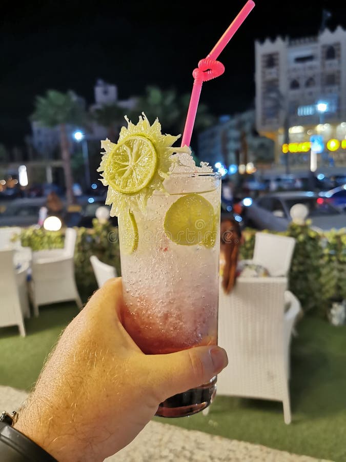 Mixed Drink in the Outdoor Restaurant Stock Image - Image of ...