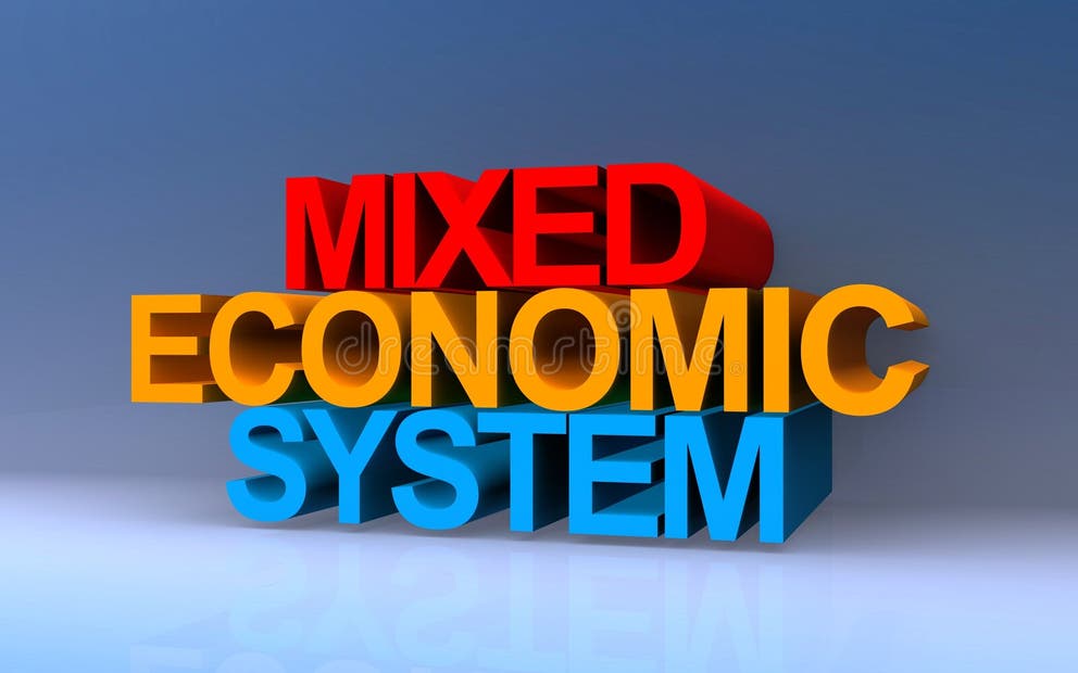 Mixed Economic System on Blue Stock Illustration - Illustration of ...
