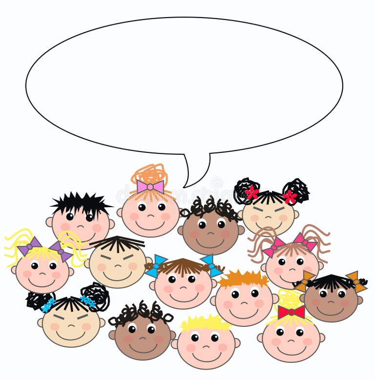 Children Happy Crowd Faces Stock Illustrations – 167 Children Happy ...