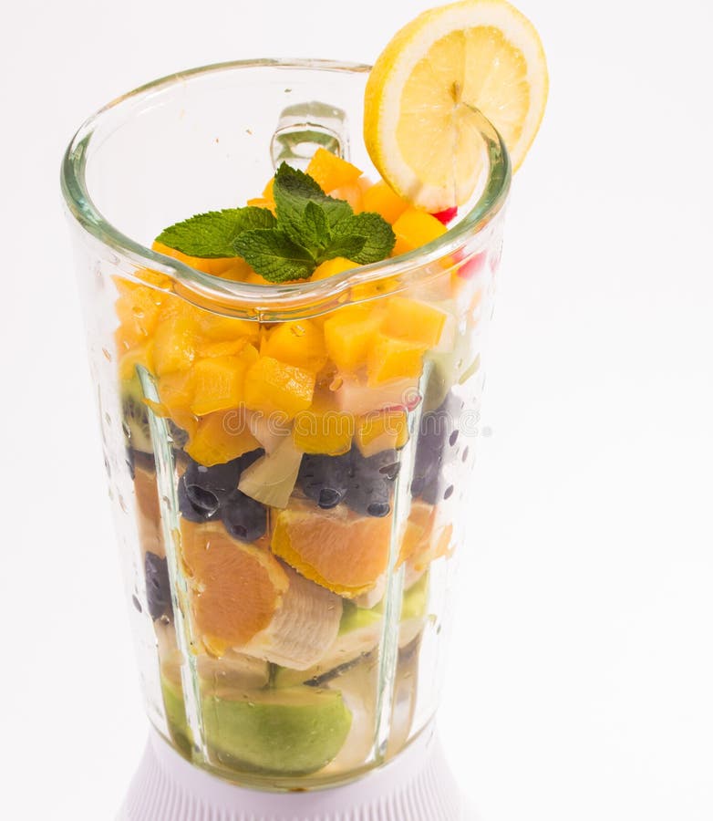 Mixed Exotic Fruits in Blender Stock Image - Image of detox, leaf: 40858769