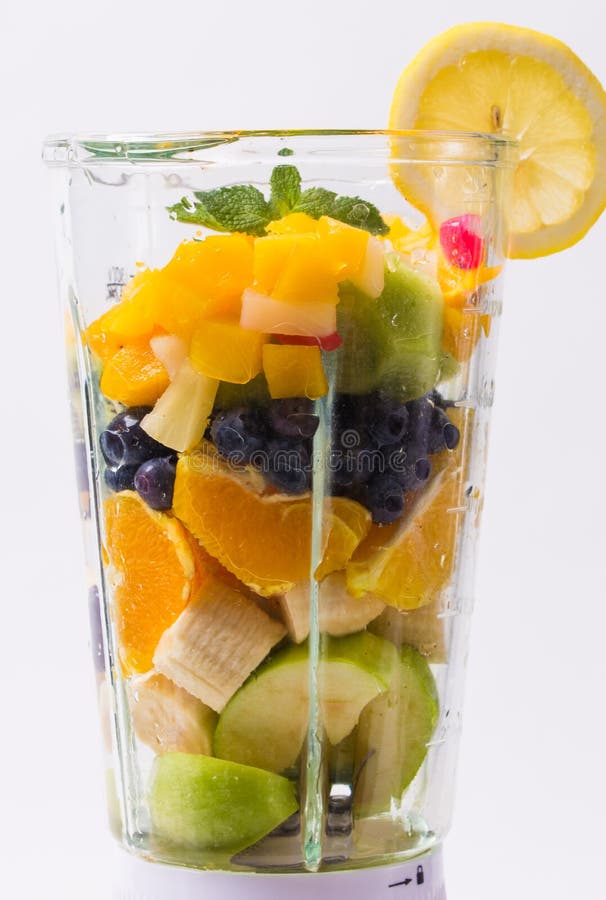 Mixed Exotic Fruits in Blender Stock Photo - Image of juicy, dessert ...