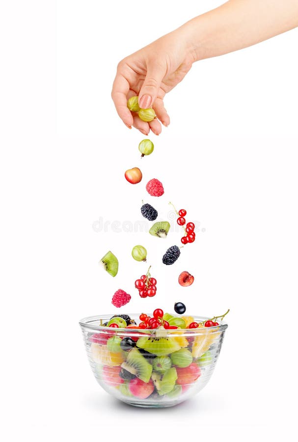 Fresh Mixed Vegetables Falling into a Bowl of Salad Stock Image - Image ...